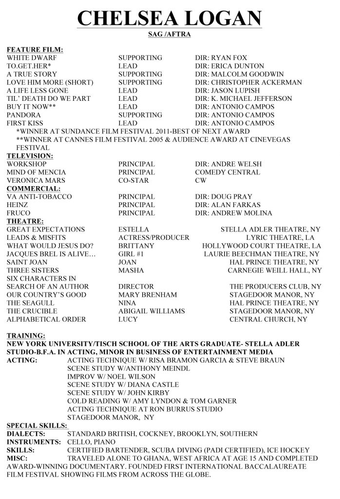 Chelsea Logan – Actor